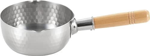 Yoshikawa YJ3367 Yukihira Pot, 5.5 inches (14 cm), For Gas Stoves, Stainless Steel, Made in Japan, One-Handed Pot, Tsubamesanjo, Double-Side Pourer, Milk Pan