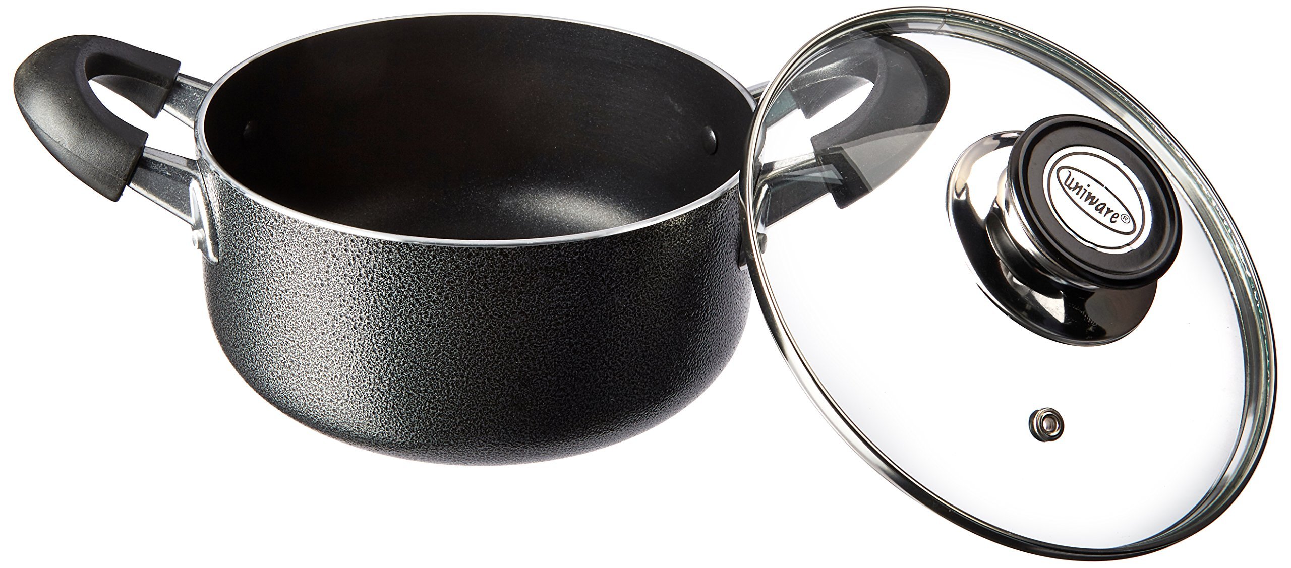 Non-Stick Aluminum 2 Handle Cooking Sauce Pot w/Glass Lid - 18 Cm 2.5 QT