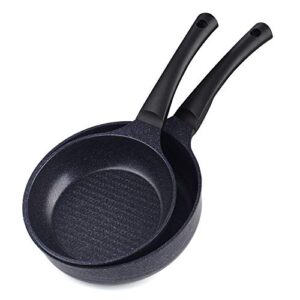 cook n home marble nonstick cookware saute fry, 8" and 9.5-inch skillet pans, black