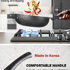 Cook N Home Marble Nonstick Cookware Saute Fry, 8" and 9.5-Inch Skillet Pans, Black