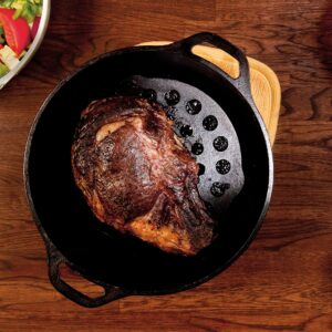 Lodge Seasoned Cast Iron Dutch Oven Bundle - 12 Inch Deep Camp Oven, Meat Rack/Trivet, Pre-Seasoned (8QT/8 inch)