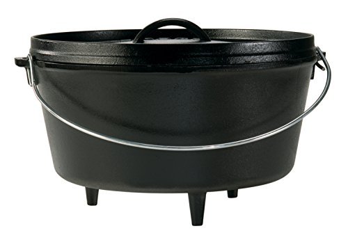 Lodge Seasoned Cast Iron Dutch Oven Bundle - 12 Inch Deep Camp Oven, Meat Rack/Trivet, Pre-Seasoned (8QT/8 inch)