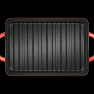 FSPE Cast Iron Enameled Cast Iron Grill Pan, Red