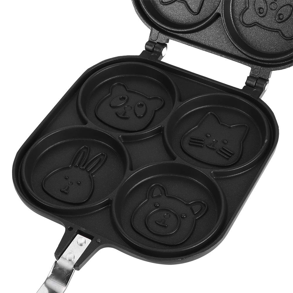 ShunFudz Non Stick Egg Frying Pan Double Sided Pancake Pan with Cartoon Animal Pattern Flapjack Breakfast Maker Egg Burger Omelette Pan for Gas Stove Induction Cooker