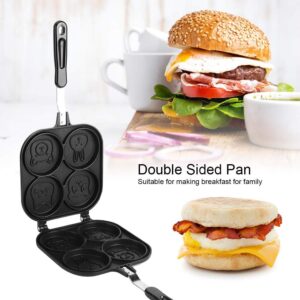 ShunFudz Non Stick Egg Frying Pan Double Sided Pancake Pan with Cartoon Animal Pattern Flapjack Breakfast Maker Egg Burger Omelette Pan for Gas Stove Induction Cooker