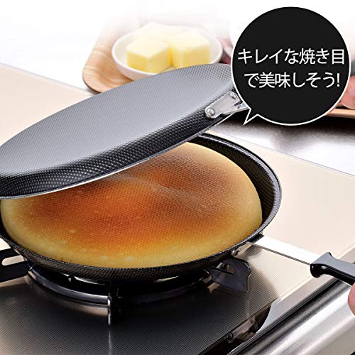 Shimomura Kihan 25739 Frying Pan, Okonomiyaki, Pancake, Made in Japan, Iron, For Gas Stoves, Double-Sided Embossing, Tsubamesanjo