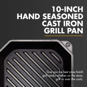 FINEX Cast Iron Lean Grill Pan, Pre-Seasoned - 10 in