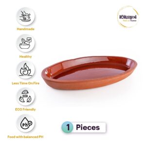 LUKSYOL Handmade Terracotta Oven Tray - Authentic Mexican Pottery for Tajine, Moroccan, Indian Cooking | Oven-Safe Clay Pan for Baking and Slow-Cooking | Lead-Free and Versatile Clay Cookware