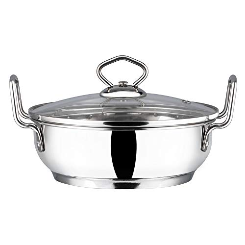 Vinod Cookware Stainless Steel Kadai with Lid 3.7 Liters, IKD 26