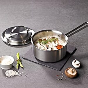 CHEF TOPF 1.5 qt 5-ply stainless steel sauce pan with cover, Brushed finish, full 5-ply, multi-clad, oven safe, dishwasher safe