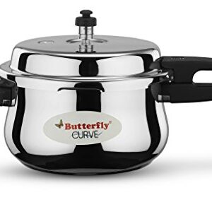 Butterfly Stainless Steel 5.5-Liter Curve Pressure Cooker, Large, Silver