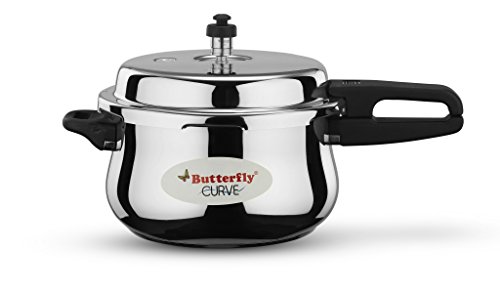 Butterfly Stainless Steel 5.5-Liter Curve Pressure Cooker, Large, Silver