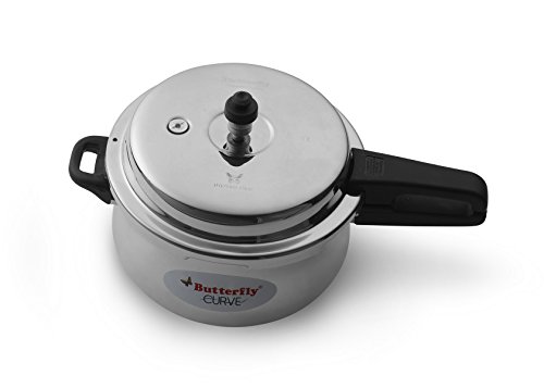 Butterfly Stainless Steel 5.5-Liter Curve Pressure Cooker, Large, Silver