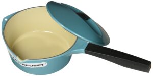 le creuset 1.5 quart enameled cast iron raymond loewy saucepan, turquoise