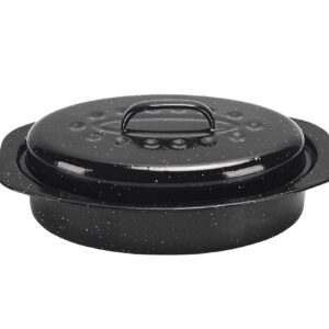 ENAMORY Covered Oval Roaster, 13 inches, Black