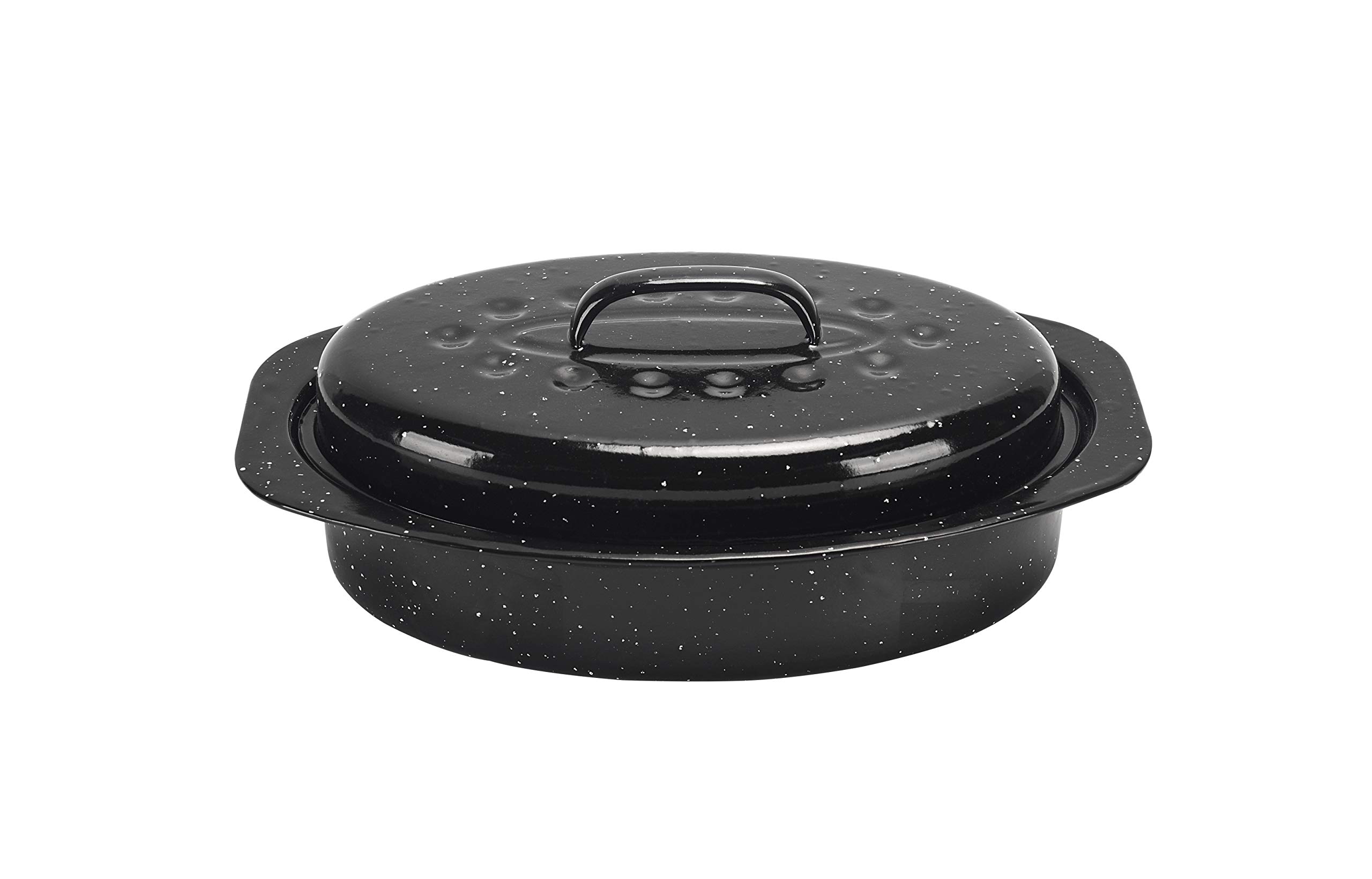 ENAMORY Covered Oval Roaster, 13 inches, Black