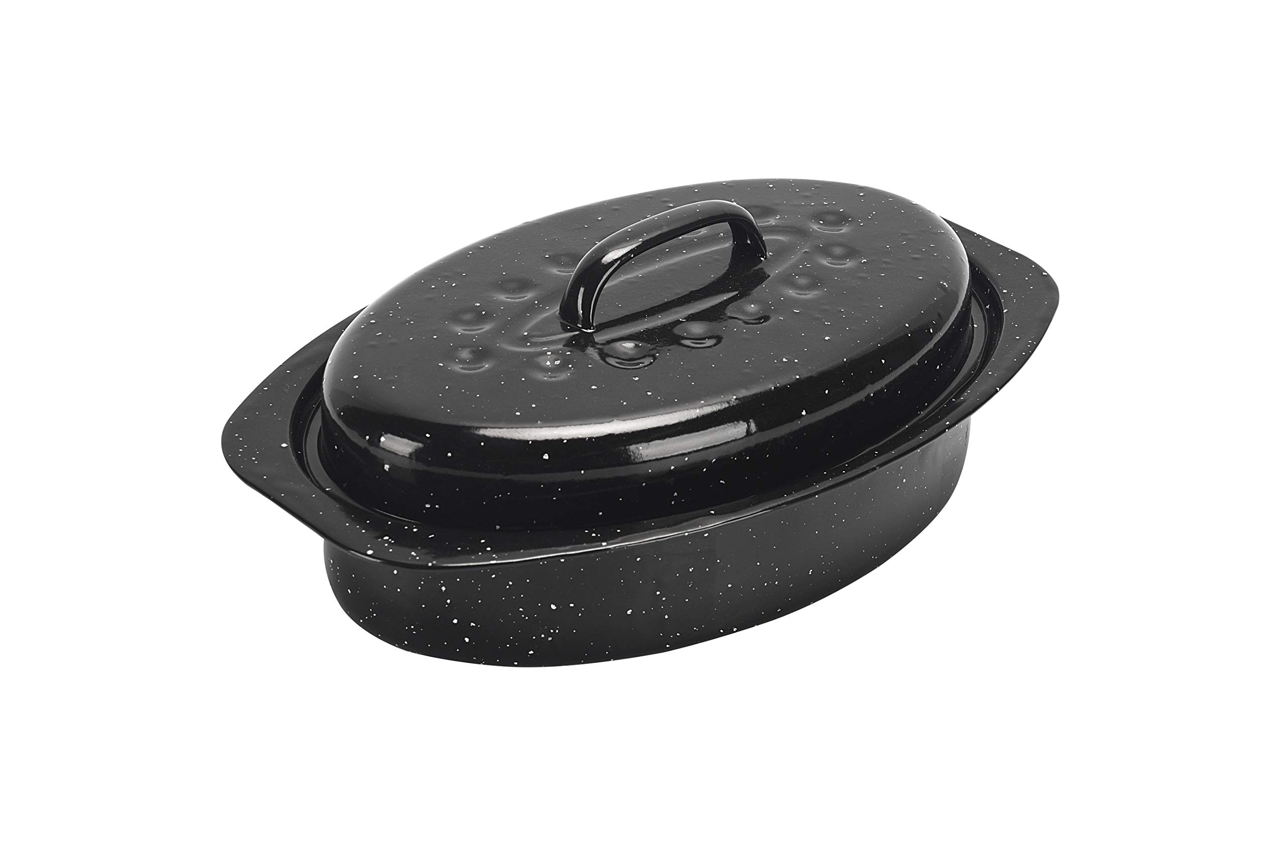 ENAMORY Covered Oval Roaster, 13 inches, Black