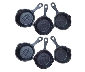 hawok cast iron mini skillet with wishing card gift bag dia. 2.75 inch set of 6 black…