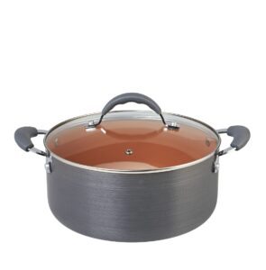 servappetit 5 qt. dutch oven copper nonstick, 13" diameter with handles, 7.5" with lid top