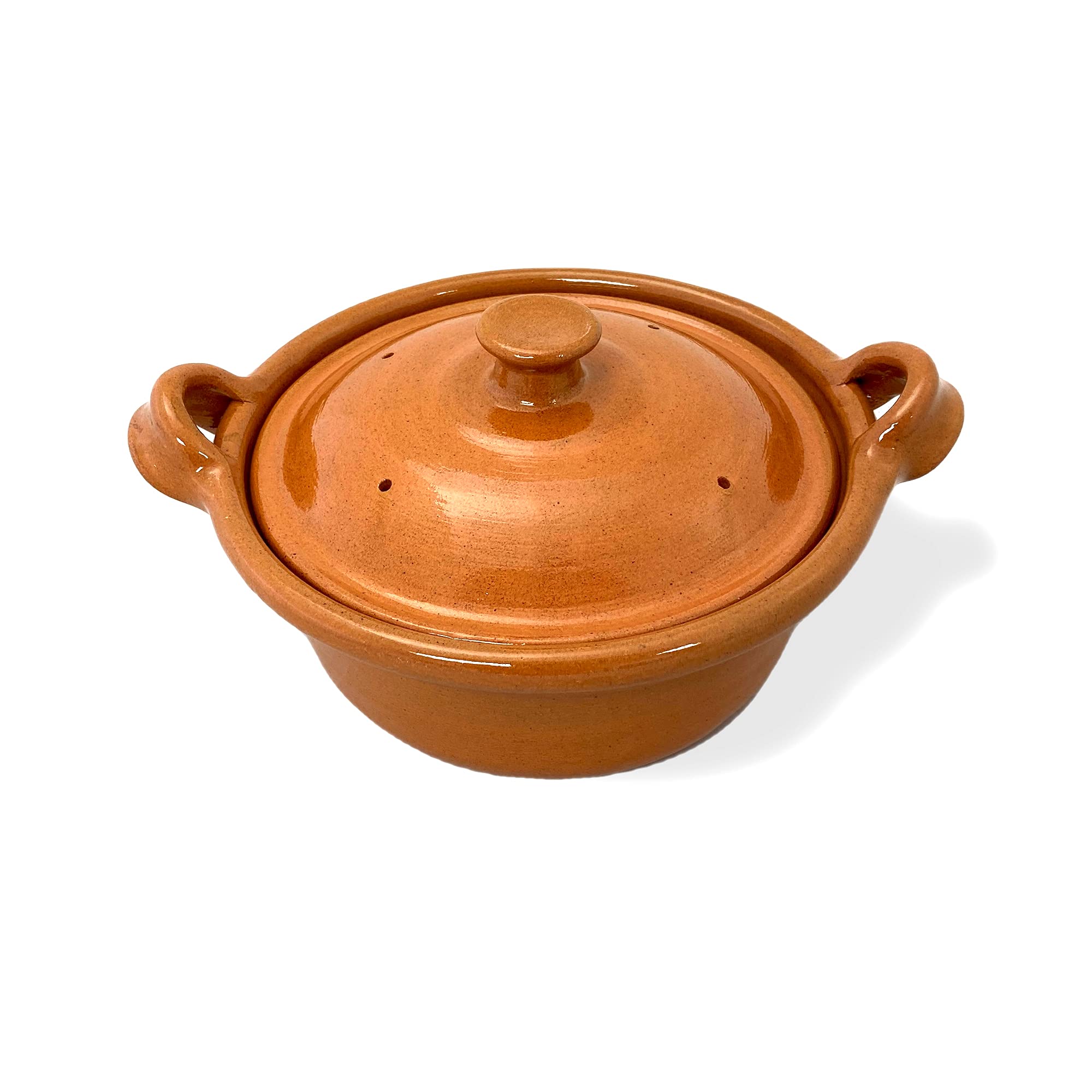 Ancient Cookware, Mexican Clay Lidded Cazuela Pot, Small, Terracotta, 1.25 Quarts