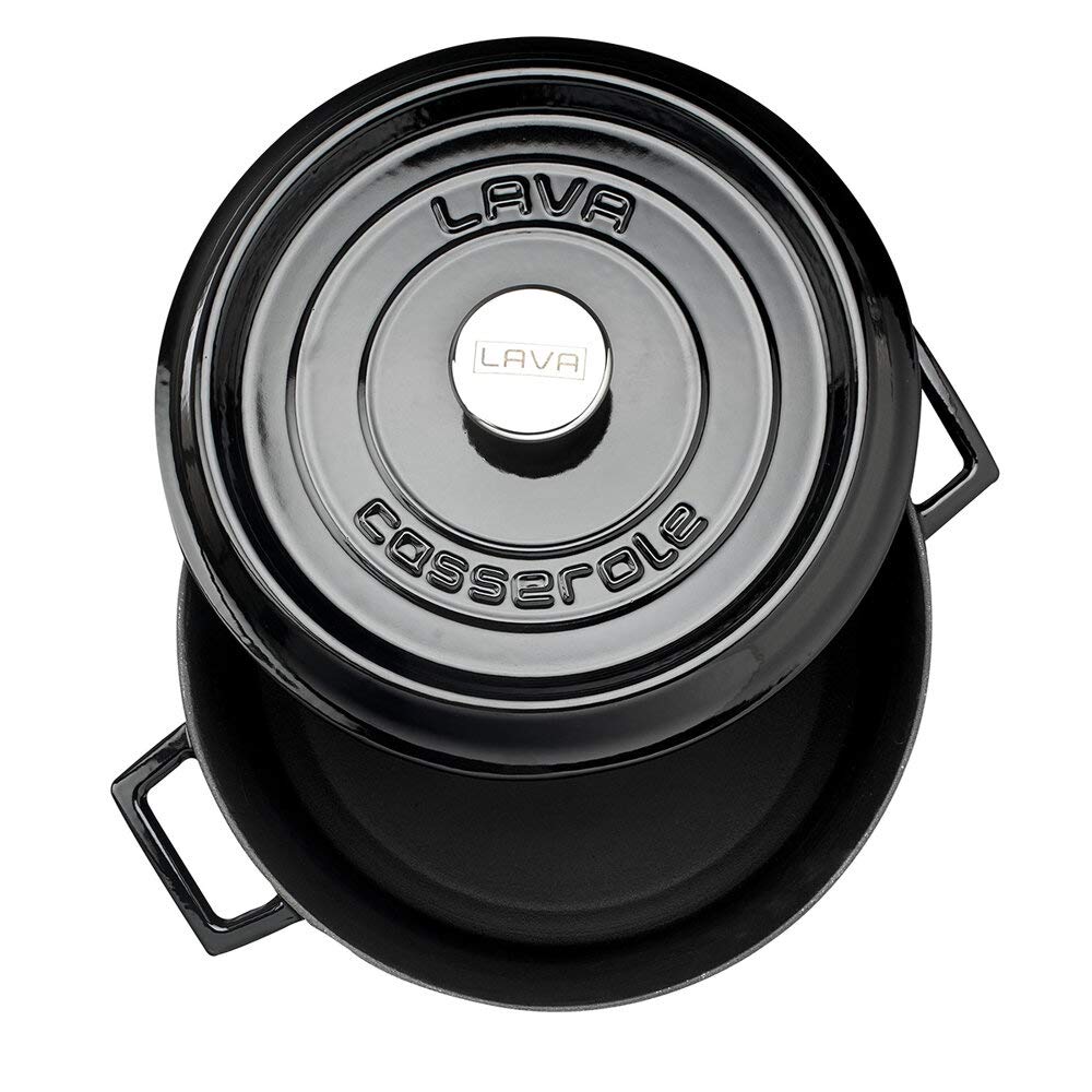 Lava Signature Enameled Cast-Iron Round Dutch Oven - 7 Quart, Obsidian Black