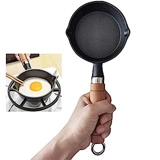 Non-stick Mini Frying Pan for One Egg, 4.3" 12cm Mini Egg Frying Pan with Handle Heat Resistant, Portable Camping Outdoor Cooking Cast Iron Skillet Grill Safe, Frying Pan for Induction Hob