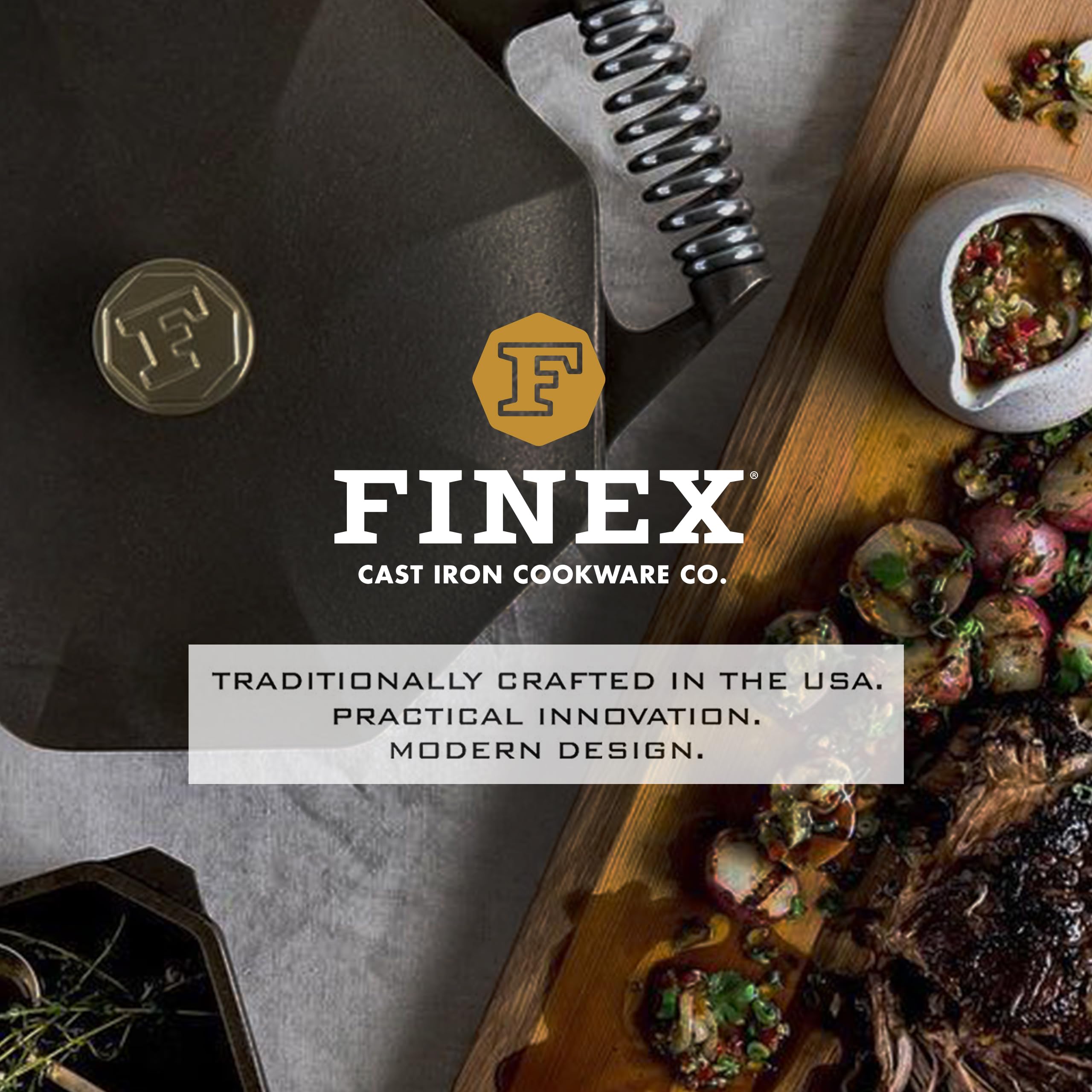 FINEX 12" Cast Iron Skillet Lid with Brass Handle, Modern Heirloom, Handcrafted in the USA, Pre-seasoned with Organic Flaxseed Oil