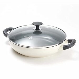 greenpan smartshape healthy ceramic nonstick, 11" everyday pan with lid, pfas-free, dishwasher safe, cream