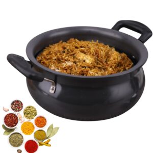 vinod pearl hard anodised handi with stainless steel lid, 6.5 l, black