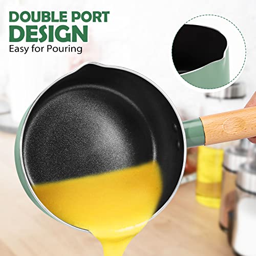 1.8 Quart Saucepan Set with Lid, Nonstick Small Sauce Pot, Induction Compatible Aluminum Cooking Pots with Silicone Spatulas for Pasta, Egg, Rice, Milk, Soup