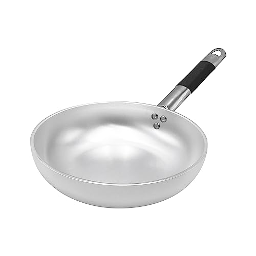 Pentole Agnelli Saltare Aluminium Blower Frying Pan 5 Mm. Thick with Cool Handle, Diameter 28 Cm, 28cm, Silver