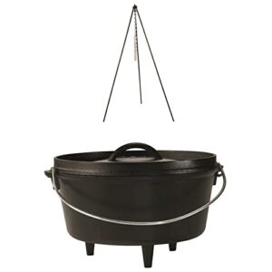 lodge tall boy tripod with 5 quart deep camp dutch oven