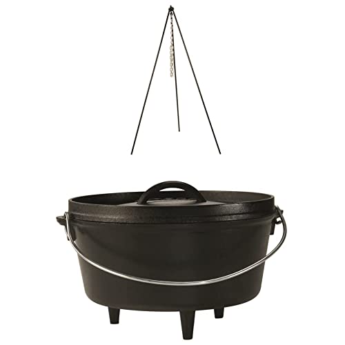 Lodge Tall Boy Tripod with 5 Quart Deep Camp Dutch Oven