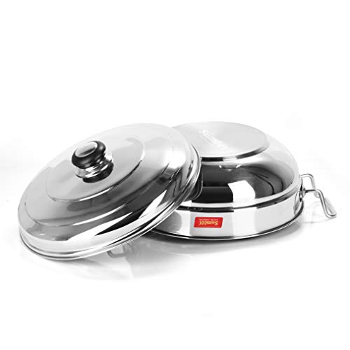 Sumeet Stainless Steel Induction Encapsulated Bottom Gas Stove Friendly Multi Utility Kadhai Set with Lid and 5 Plates (Steel)