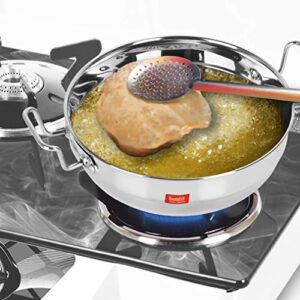 Sumeet Stainless Steel Induction Encapsulated Bottom Gas Stove Friendly Multi Utility Kadhai Set with Lid and 5 Plates (Steel)