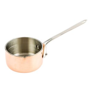 Restaurantware 2 Ounce Small Saucepan, 1 Copper Plated Mini Saucepan - Built-In Pour Spout, Corrosion-Resistant, Stainless Steel Tiny Saucepan, For Sauces, Dips, Or Mini Dishes, Dishwasher-Safe