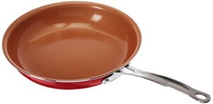 gotham steel ceramic and titanium nonstick fry pans, red, 11"