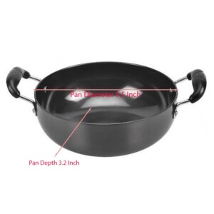 Aluminium Kadhai Hard Anodised with Stainless Steel Lid All Purpose Pan Round Bottom Deep Fry Pan / Kadai Stir Fry Pan Multipurpose Pan