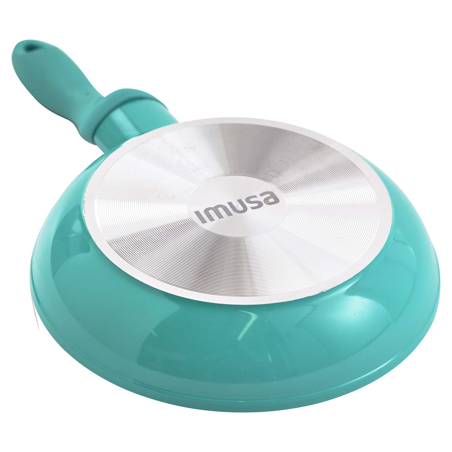 IMUSA USA Forged Sauté Pan with Soft-Touch Handle & Ceramic Nonstick Interior 12-Inch, Teal, 12 Inches