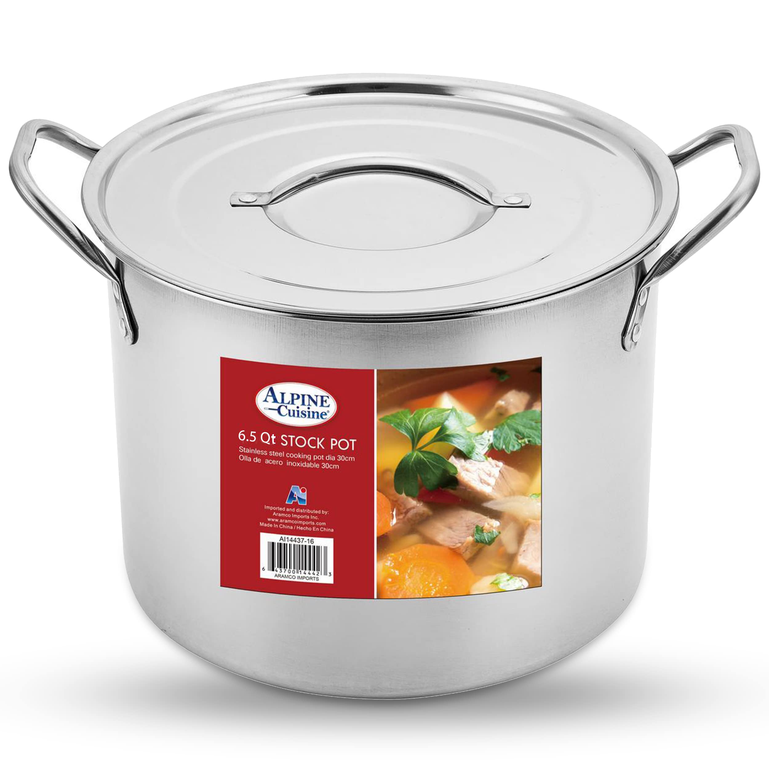 Alpine Cuisine AI14437-6 Aramco Stock Pot Stainless Steel, 6.5-Quart