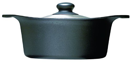 Sori Yanagi Nambu Ironware Iron Pot, Deep Type, 8.7 inches (22 cm), Induction Compatible, Stainless Steel Lid Included