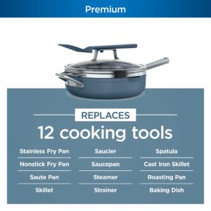 Ninja CW102BL Foodi NeverStick PossiblePan, Premium Set, Macaron Blue & C30020 Foodi NeverStick Premium 8-Inch Fry Pan, Hard-Anodized, Nonstick, Durable & Oven Safe to 500°F, Slate Grey