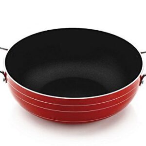 Kadai Nonstick Indian Kadhai Non-Stick Cookware Stainless Steel Deep Fry Karai Non-Stick Strong Stainless Steel Handle 2 litre with Steel Lid Deep fry pan Kadhai