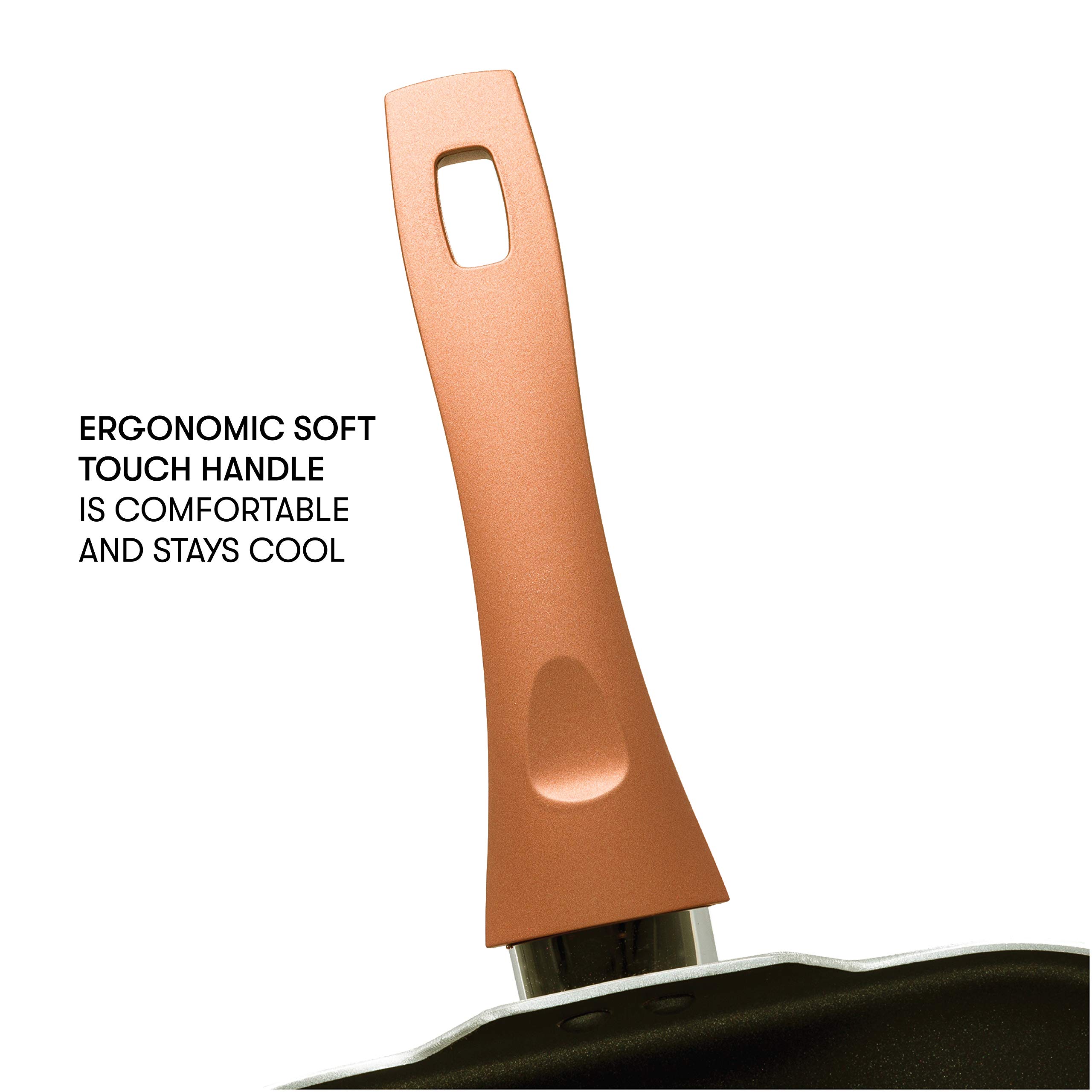 Cooking Light Dishwasher Safe, Silicone Handle, Specialty Cookware for Family, 11 Inch Griddle, Copper