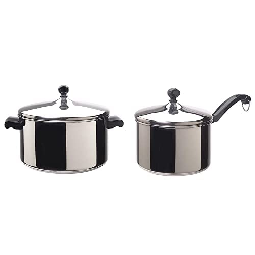 Farberware Classic Stainless Steel 6-Quart Stockpot with Lid + 3 Quart Saucepan