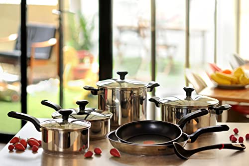 Tefal Comfort Max Stainless Steel 3 Piece Set (14cm Milkpan, 16/18cm Saucepans with Lids), Unique, Silver