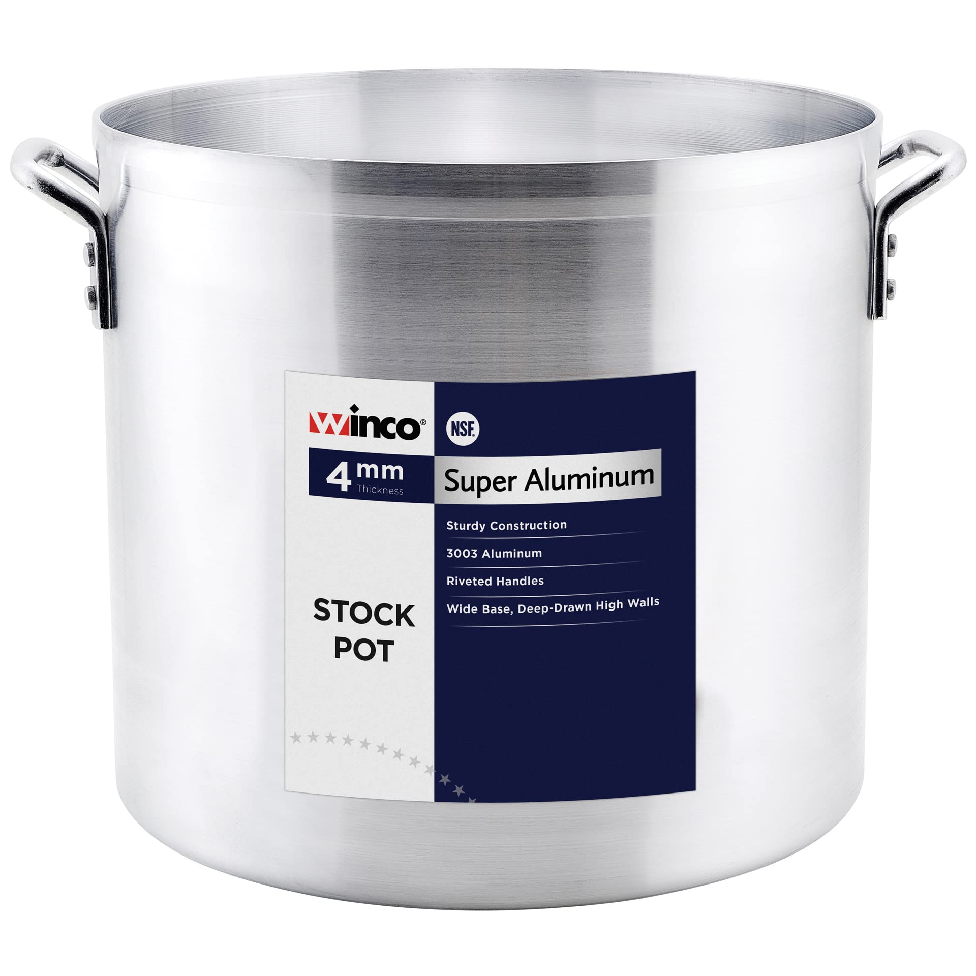 Winco USA Super Aluminum Stock Pot, Heavy Weight, 8 Quart, Aluminum