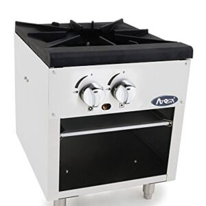 Atosa CookRite ATSP-18-1 18" Heavy Duty Countertop Hot Plate Stock Pot Range for Food Truck | 22.8"H x 18"W x 20.9"D, Stainless Steel, Cast-Iron (2) Burners and Top Grate, 80,000 BTU, Liquid Propane