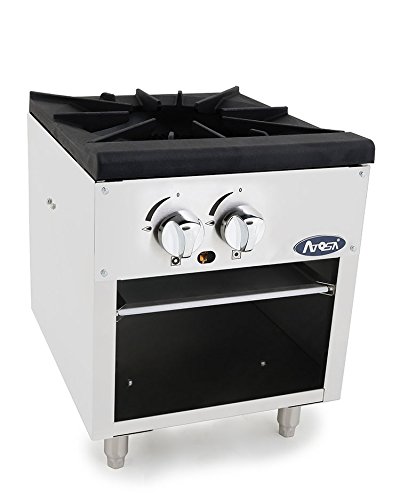 Atosa CookRite ATSP-18-1 18" Heavy Duty Countertop Hot Plate Stock Pot Range for Food Truck | 22.8"H x 18"W x 20.9"D, Stainless Steel, Cast-Iron (2) Burners and Top Grate, 80,000 BTU, Liquid Propane