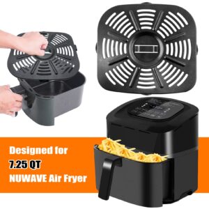 Air Fryer Grill Pan for Nuwave Brio, Replacement 6 IN 1 8QT 7 IN 1 7.25 QT Air Fryer Grill Plate Crisper Plate Rack Parts Accessories Tray with Rubber Bumper Tips for Square Nuwave Brio Air Fryer Oven